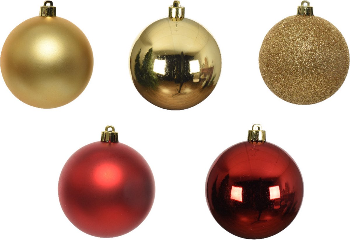 Decoris Kerstballen - 30 stuks - goud en rood - kunststof - 6 cm | bol.com