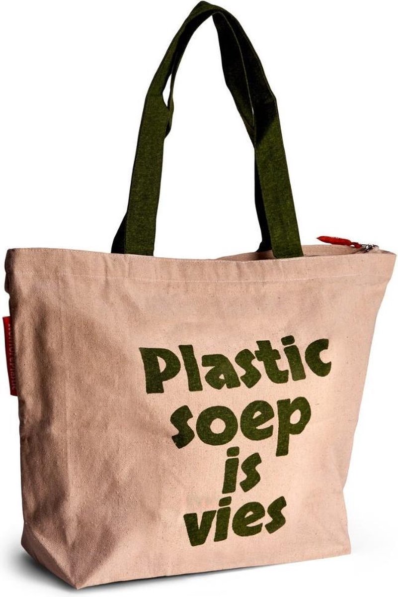 Shoppertas met tekst | Plastic soep is vies | bol.com