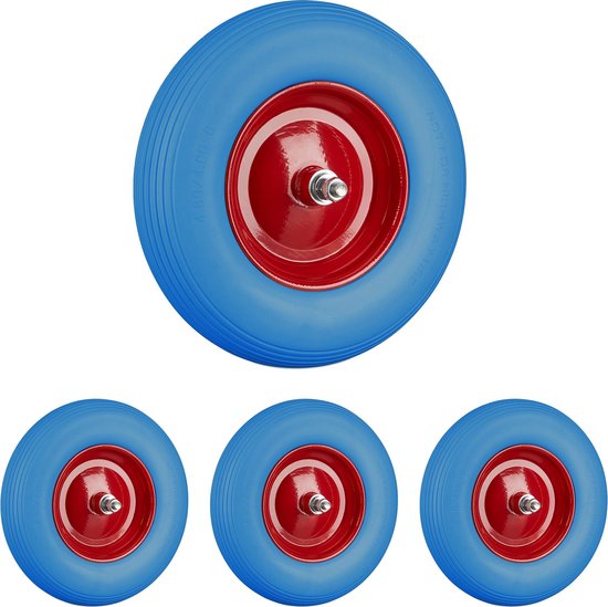 relaxdays 4x roue de brouette caoutchouc - roue de wagon avec essieu ...