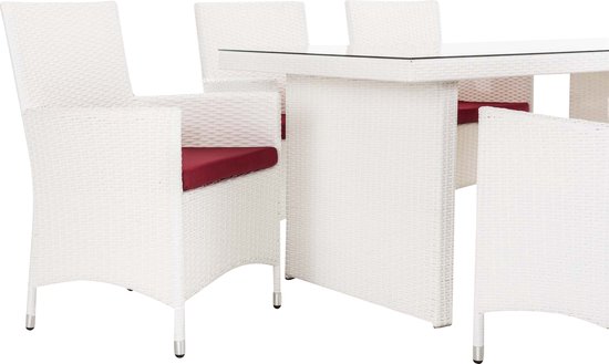 CLP Avignon Tuinset - Poly rotan wit robijnrood | bol.com