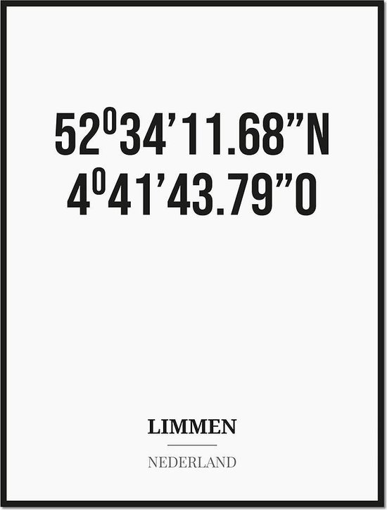 Poster/kaart LIMMEN met coördinaten | bol.com