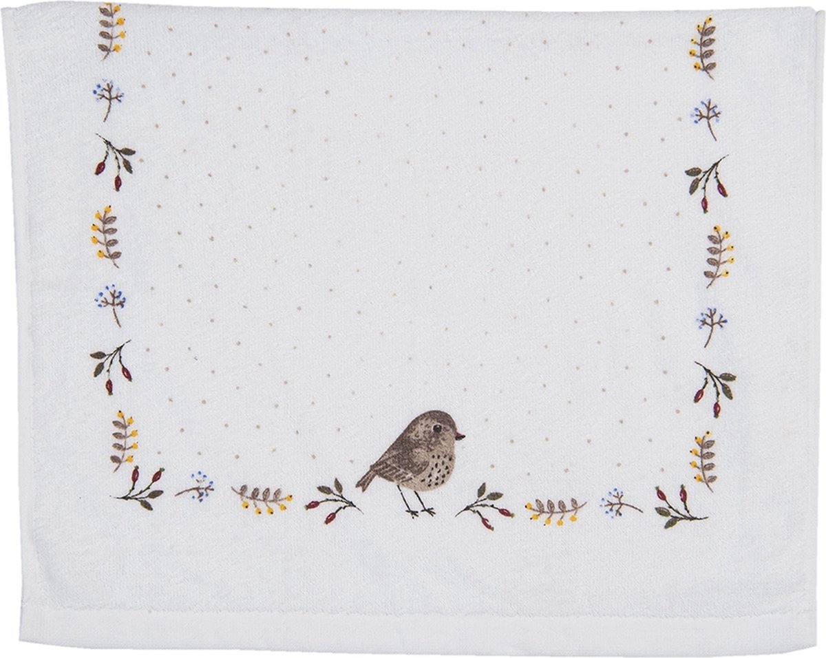 Clayre & Eef Gastendoekje 40x66 cm Beige Bruin Katoen Vogel Toilet ...