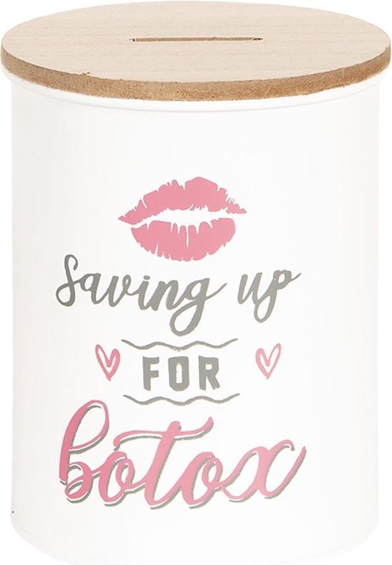 Clayre & Eef Spaarpot Ø 10x13 cm Rood Hout Metaal Rond Leuke Spaarpot | bol