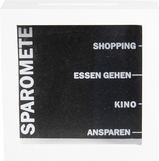 Clayre & Eef Spaarpot 15x5x15 cm Wit Hout Vierkant Sparometer Leuke ...