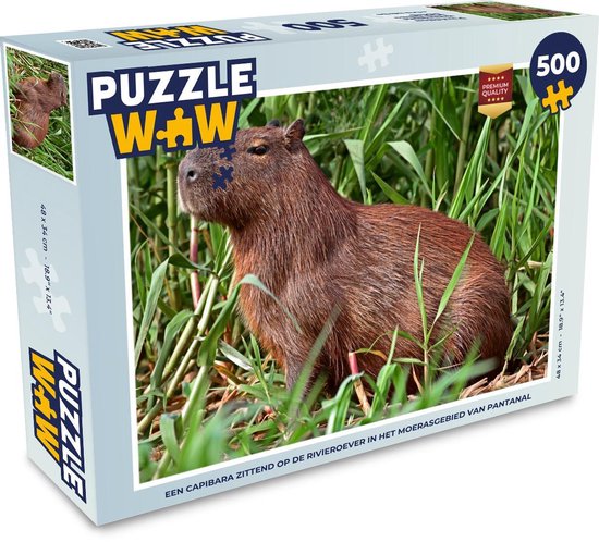 Puzzle Capybara 500 pièces - Un Capybara assis sur la rive du fleuve ...