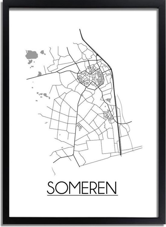 Someren Plattegrond poster A3 + Fotolijst Zwart (29,7x42cm ...
