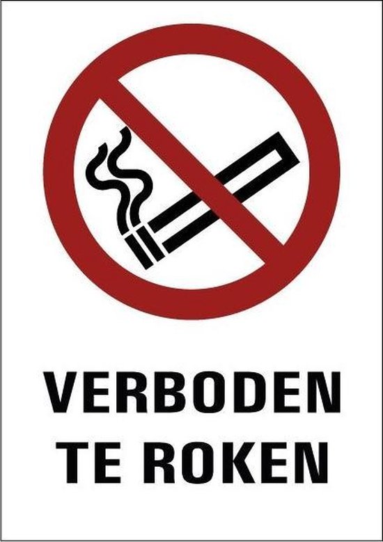 Verboden te roken sticker met tekst, P002 420 x 297 mm (A3) | bol