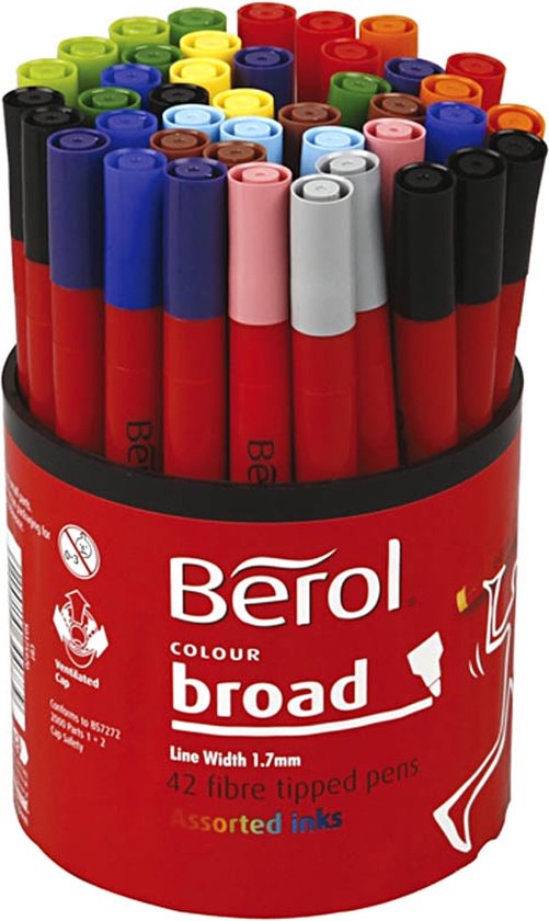 Berol Stift, d 10 mm, lijndikte 1-1,7 mm, diverse kleuren, 42 stuk je | bol