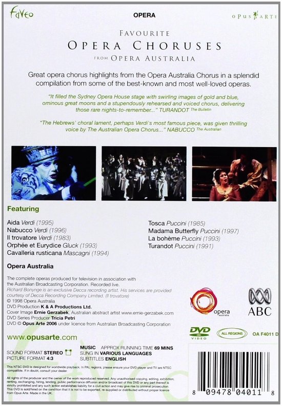 Opera Australia - Favourite Opera Choruses (DVD), Opera Australia | CD ...