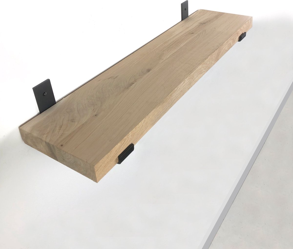 Eiken wandplank 50 x 20 cm 40mm inclusief industriele plankdragers ...
