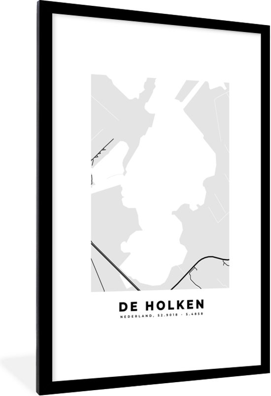 Fotolijst incl. Poster - Friesland - De Holken - Kaart - Plattegrond ...