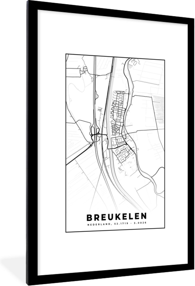 Posters Zwart Wit - Breukelen - Plattegrond - Zwart Wit - Kaart ...
