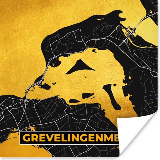 Poster Zeeland - Kaart - Plattegrond - Stadskaart - Goud ...