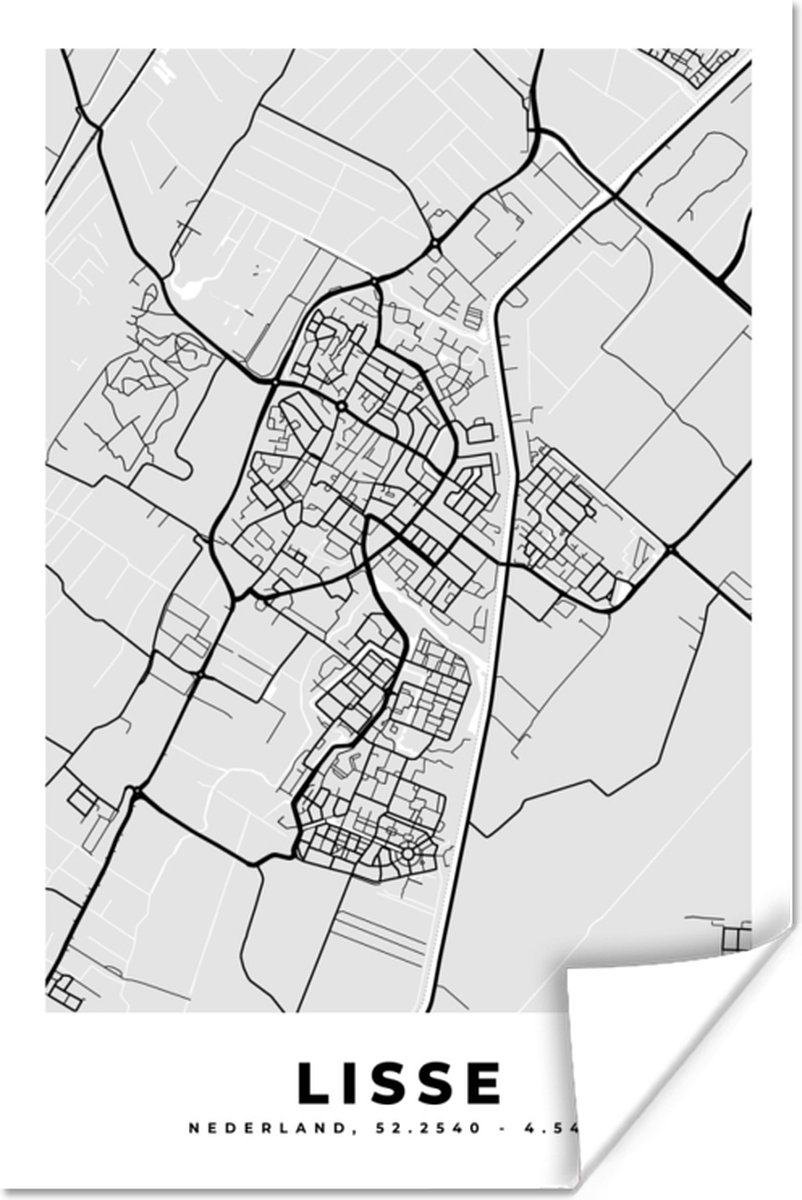 Poster Stadskaart - Lisse - Kaart - Plattegrond - 80x120 cm | bol.com