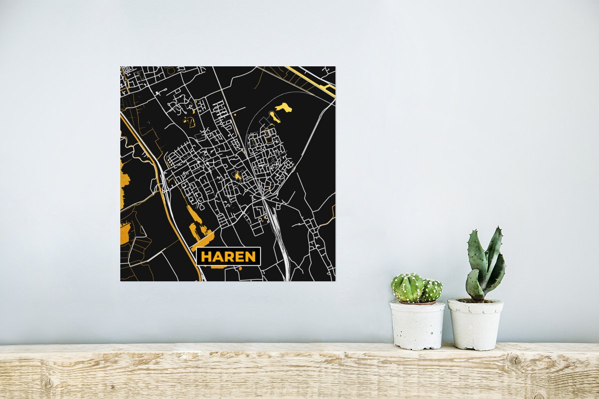 Poster Haren - Black and Gold - Stadskaart - Kaart - Plattegrond ...