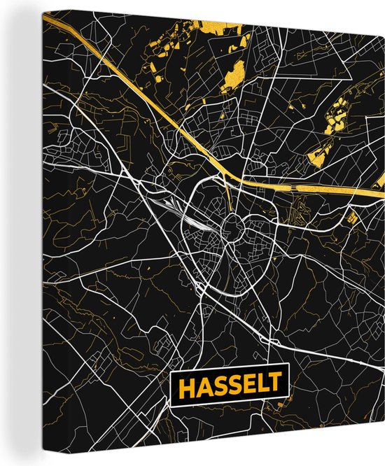 Peinture sur toile Carte - Or - Carte - Hasselt - Plan de la ville ...