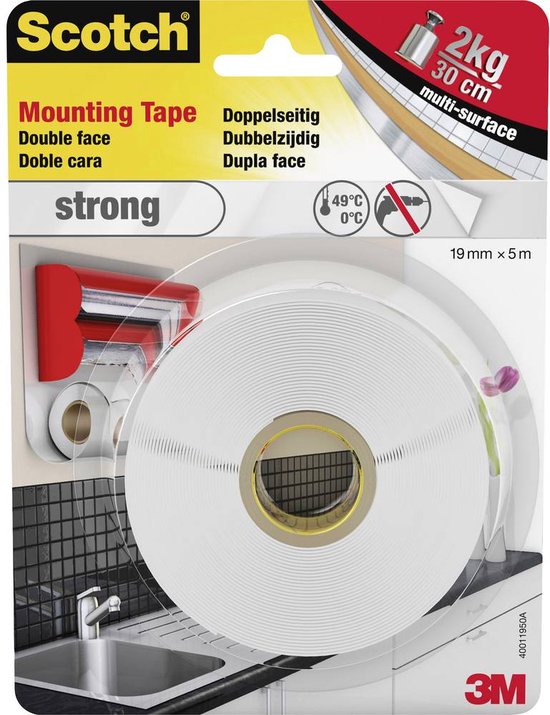 3M Scotch 40011950 Montagetape Wit (l x b) 5 m x 19 mm 1 stuk(s) | bol