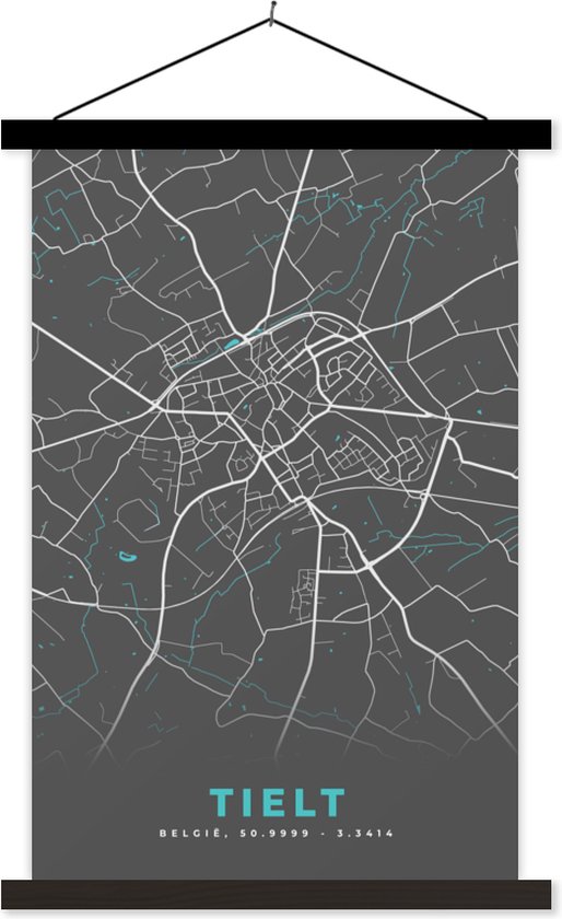 Posterhanger incl. Poster - Schoolplaat - België – Tielt – Stadskaart ...