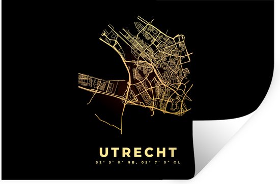 Muurstickers - Sticker Folie - Stadskaart - Utrecht - Kaart ...
