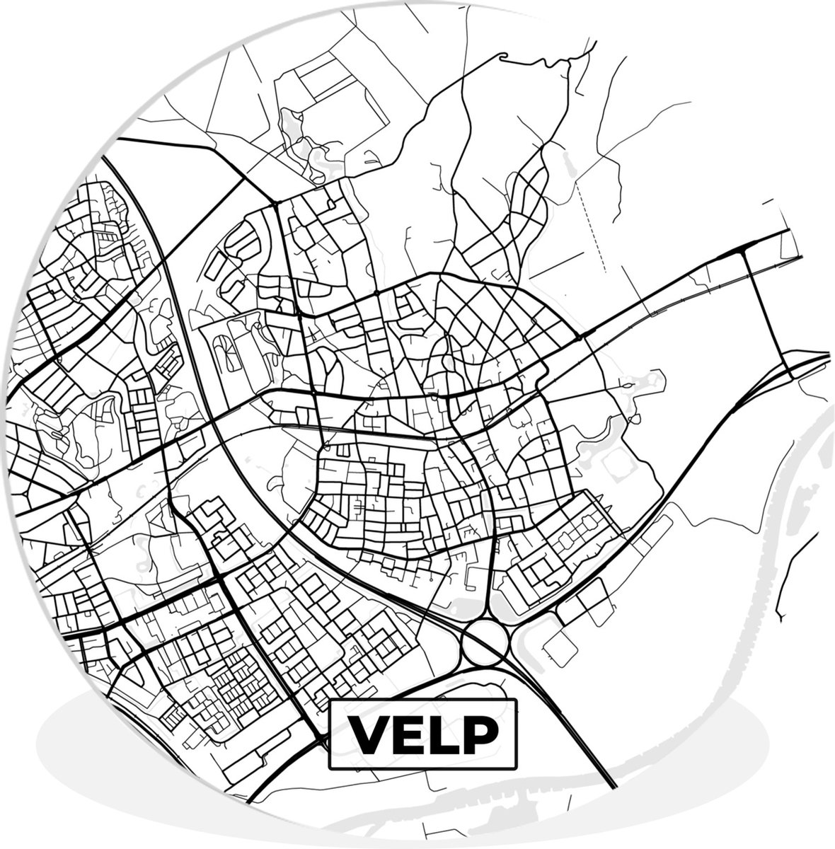 Wall Circle - Wall Circle Indoor - Map - Velp - Map - City Map - ⌀ 60 ...