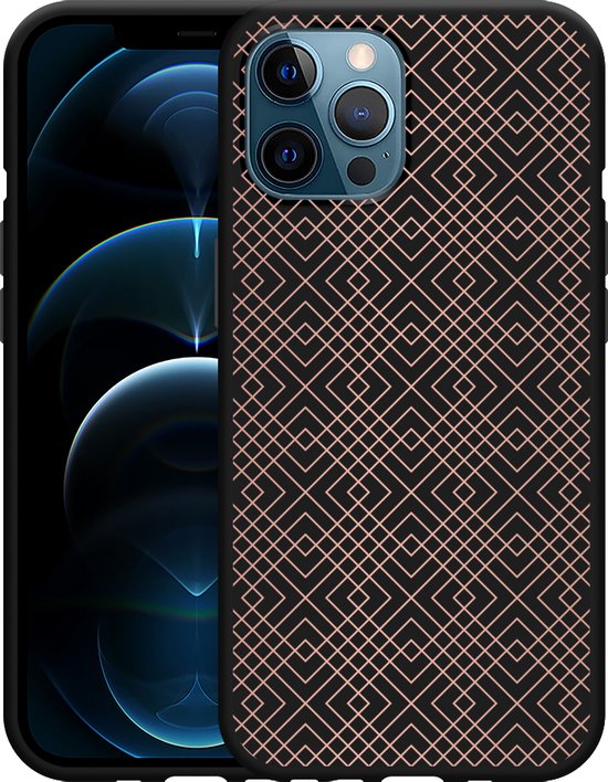 iPhone 12 Pro Max Hoesje Zwart Geometric Pink - Designed by Cazy | bol