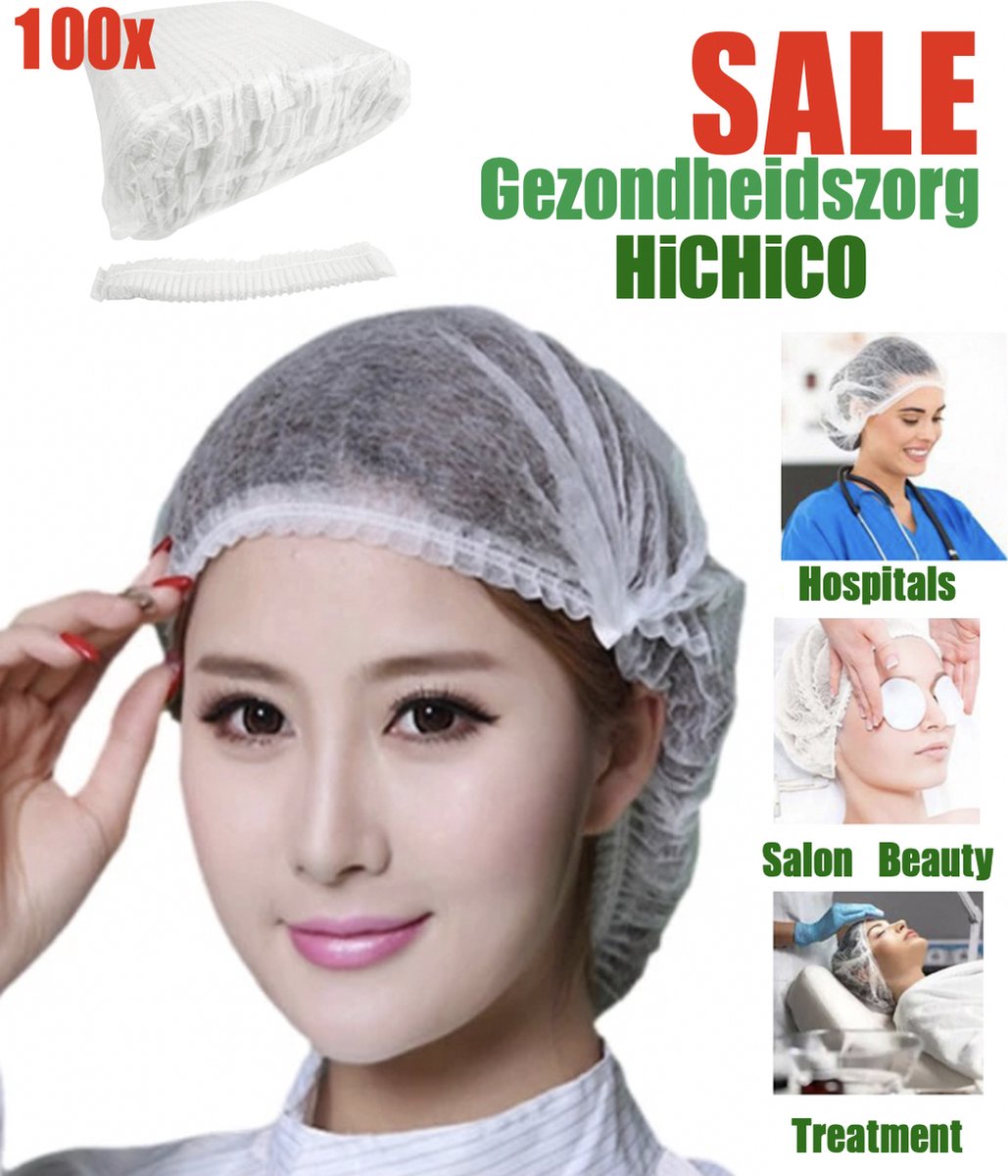 haarnetje wegwerp-model wokkel- clip cap kleur wit - haarbescherming ...