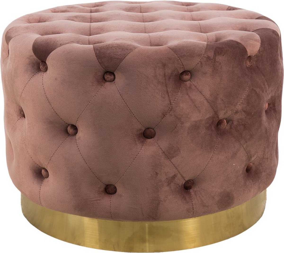 Poef Ø 65*45 cm Roze Velours, Metaal Rond Hocker Voetenbankje | bol