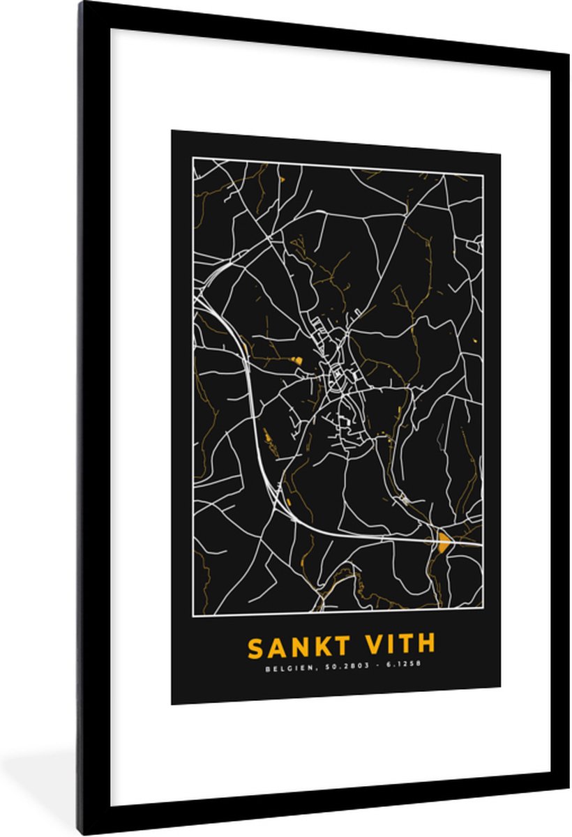Fotolijst incl. Poster - Sankt Vith - Stadskaart - Kaart - Goud ...