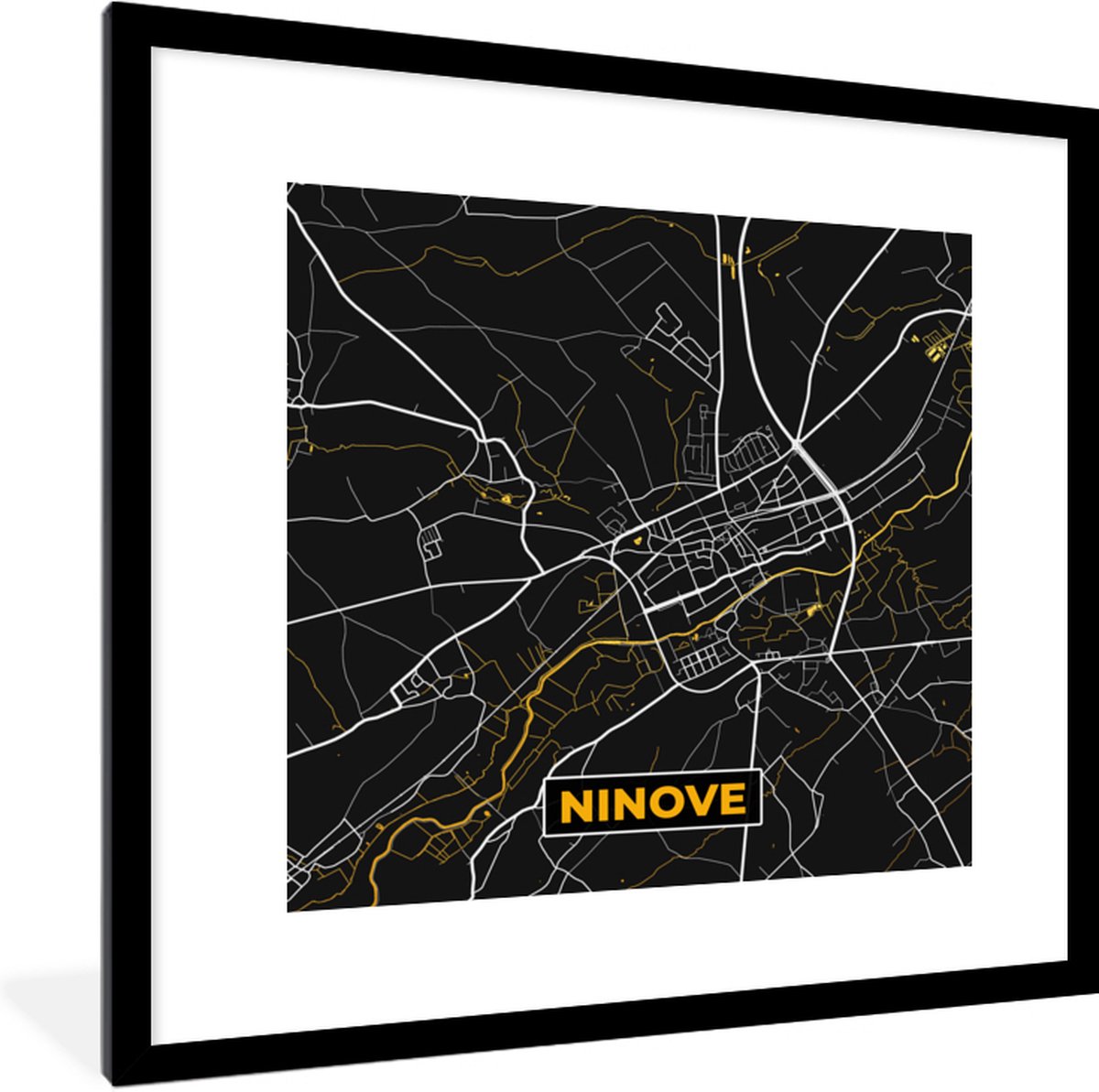 Fotolijst incl. Poster - Goud - Kaart - Ninove - Stadskaart ...