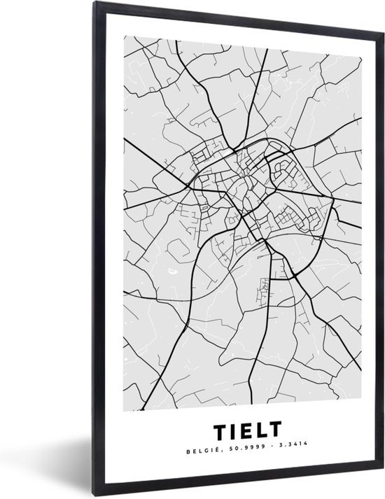 Fotolijst incl. Poster Zwart Wit- Zwart Wit – België – Plattegrond ...