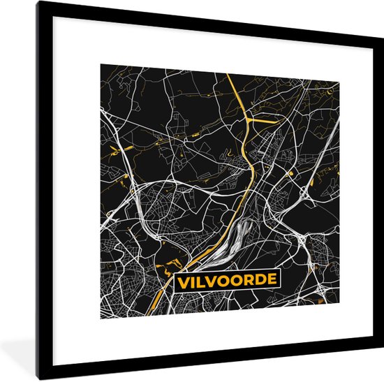 Poster met lijst Stadskaart - Vilvoorde - Goud - Plattegrond - Kaart ...