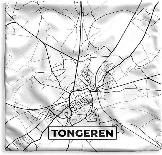 Kussenhoes 60x60 cm - België – Tongeren – Stadskaart – Kaart – Zwart ...