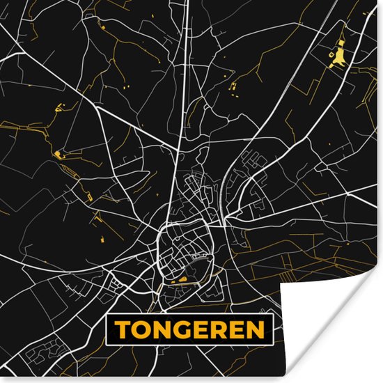 Poster Stadskaart - Tongeren - Kaart - Gold - Plattegrond - 30x30 cm | bol