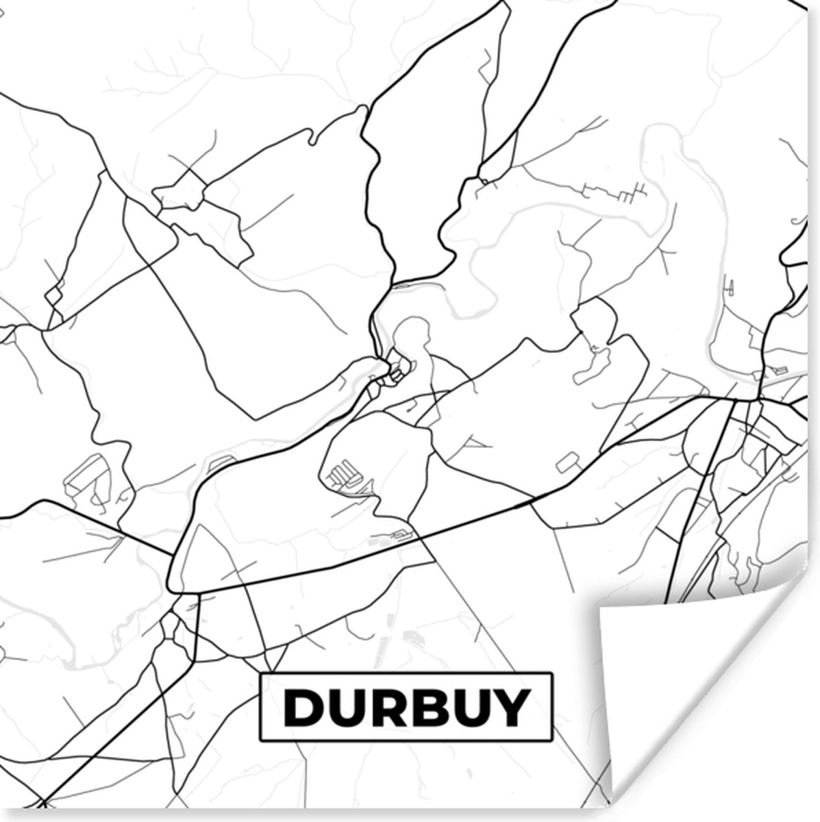 Poster Plattegrond – Durbuy – Zwart Wit – Stadskaart - Kaart - België ...