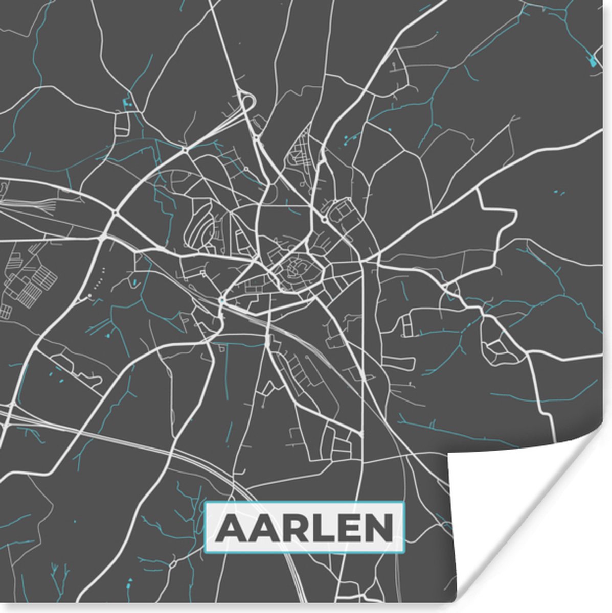 Poster Stadskaart – Grijs - Kaart – Aarlen – België – Plattegrond ...