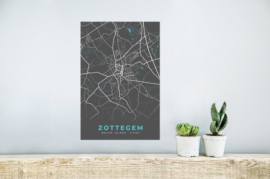 Poster België – Zottegem – Stadskaart – Kaart – Blauw – Plattegrond ...