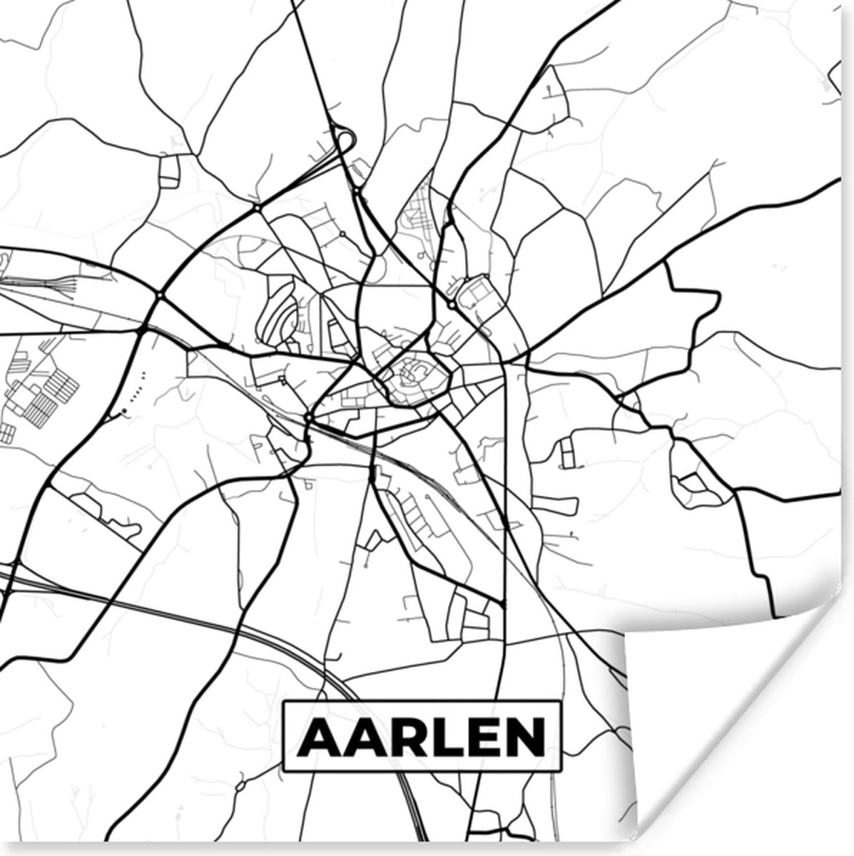 Poster Zwart Wit – België – Plattegrond – Stadskaart – Kaart – Aarlen ...