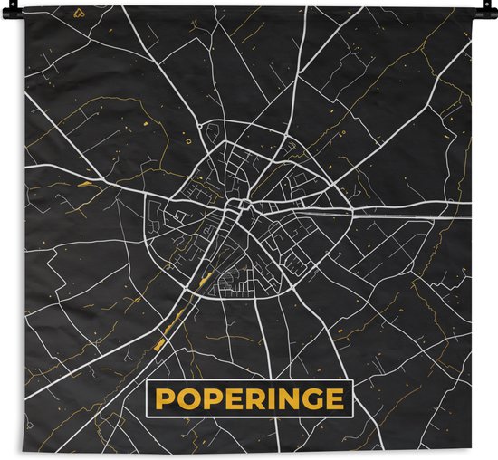 Wandkleed - Wanddoek - Stadskaart - Poperinge - Black en gold ...