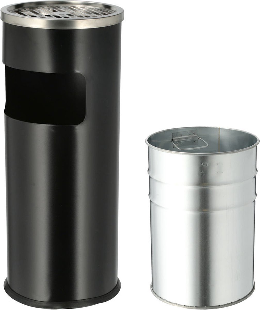 Decopatent® Staande Asbak met RVS Afvalbak - Rond - Asbak Voor Buiten ...