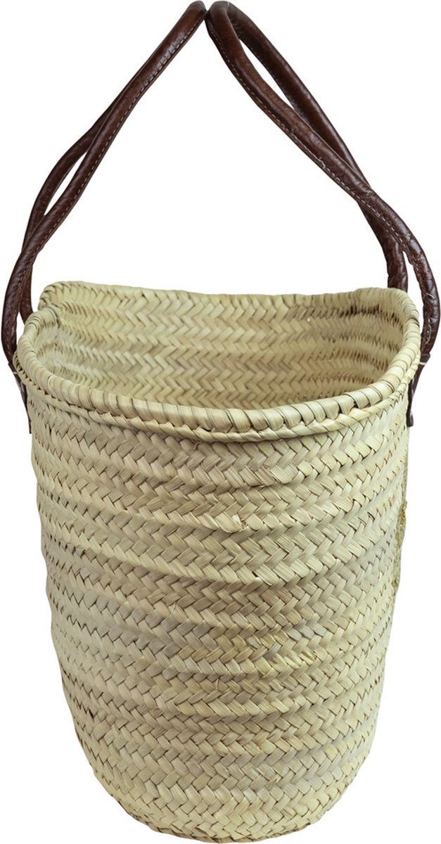 Stro boodschappentas groot leren handvat 48cm | bol.com