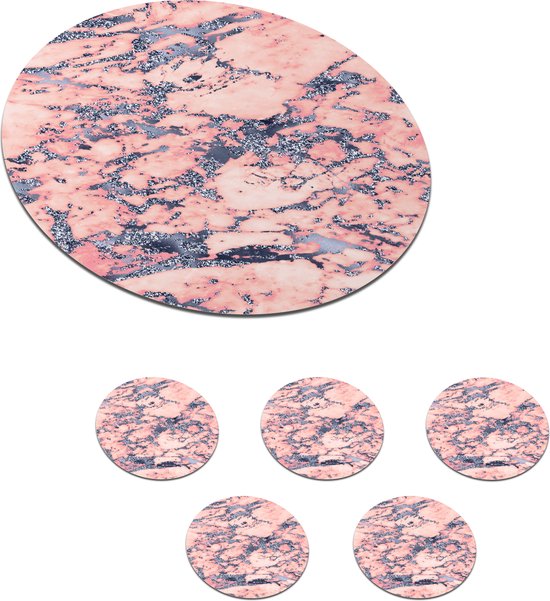 Onderzetters voor glazen - Rond - Rose - Marmer - Zilver - Patronen ...