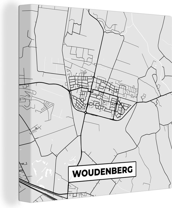 Canvas Schilderij Plattegrond - Woudenberg - Kaart - Stadskaart - 90x90 ...