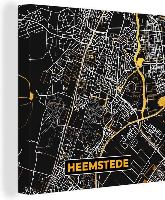 Peinture sur Toile Heemstede - Carte - Plan de Ville - Carte - Black ...