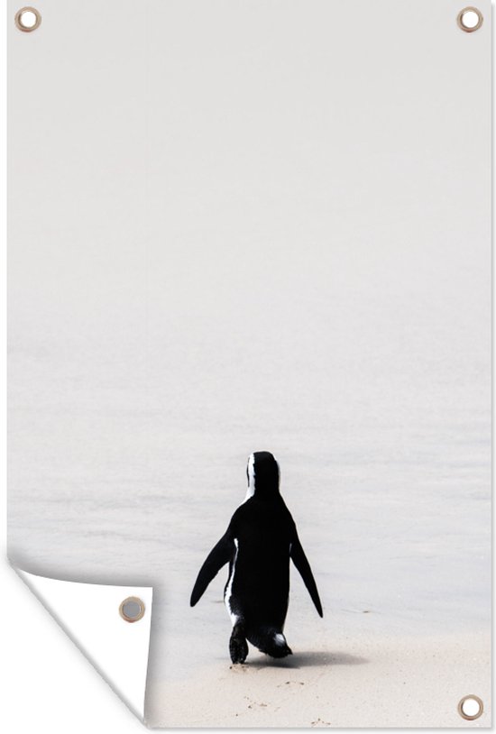 Affiche de jardin minimaliste pingouin pied noir 100x200 cm - Toile de ...