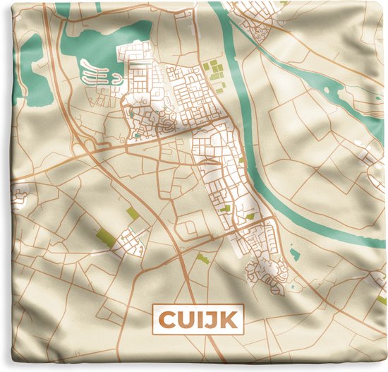 Kussenhoes 45x45 cm - Cuijk - Vintage - Stadskaart - Plattegrond ...