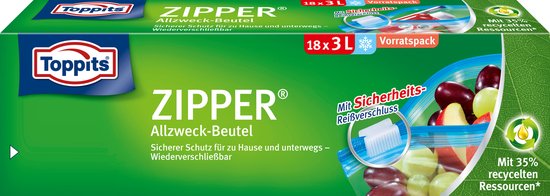 Toppits Vershoudzakken - BoterhamzakjeS 3L XL, 18 stuks | bol