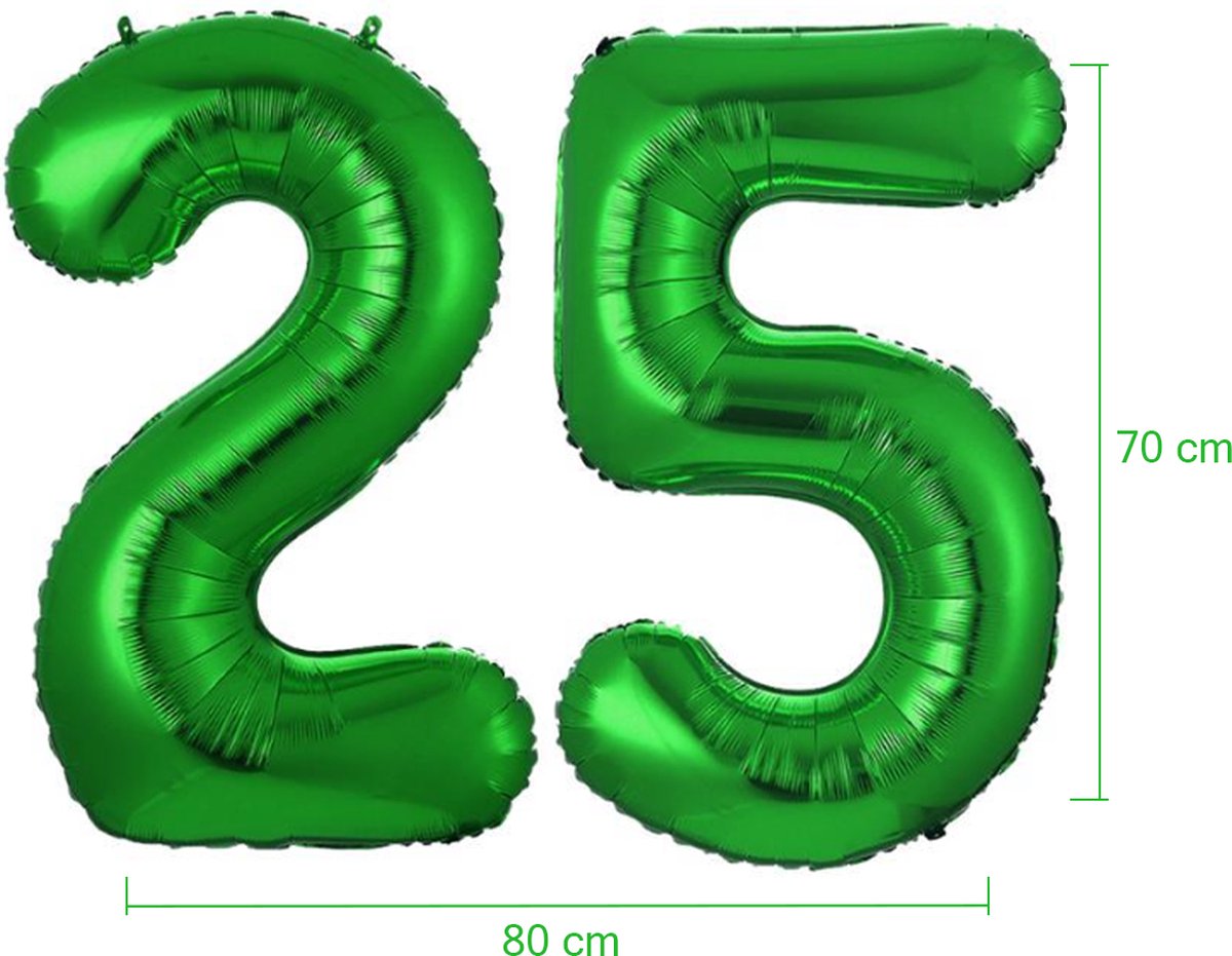 Ballon Cijfer 25 Jaar Groen Helium Ballonnen Verjaardag Versiering ...