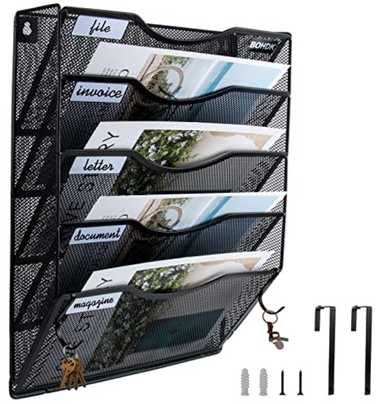 Hanging File Organizer met 5 Vakken voor Muur en Deur - Verticale ...