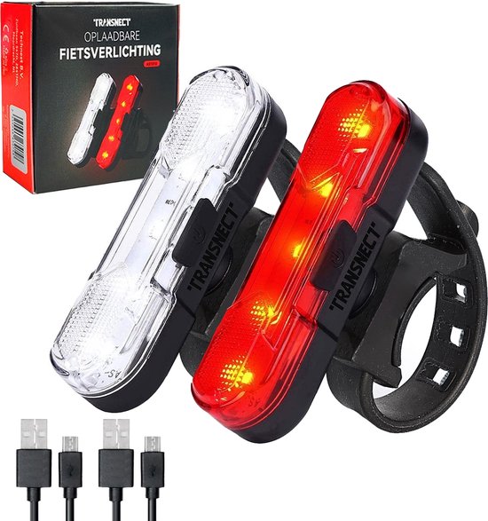 TRANSNECT® - Fietsverlichting LED set - Fietslampjes voor en achter ...