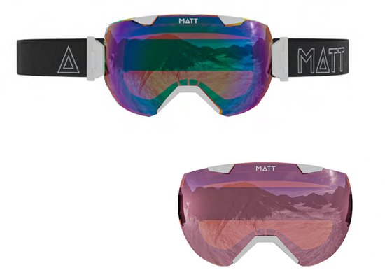 MATT skibril Ski Collectie Synchro White - Blue (met 2 lenzen) - Wit | bol